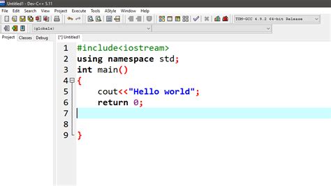 how to write the first code in c in dev c by muhammad amir