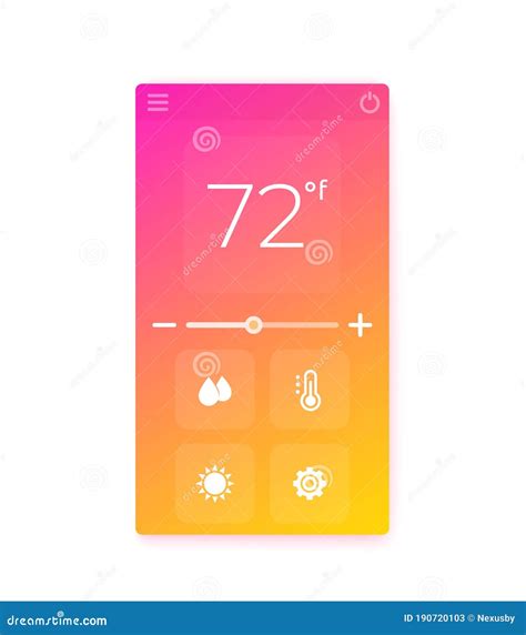 Thermostat App Interface Vector Mobile Ui Stock Vector Illustration Of Regulator Cooling