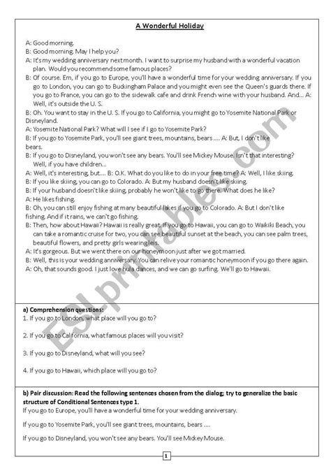 If Clause Type 1 ESL Worksheet By Cilkay