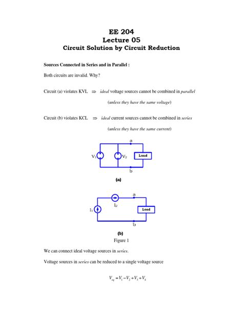 Ee204 Lecture Notes Lecture 05 Pdf Series And Parallel Circuits Electrical Network