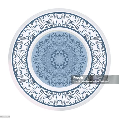 Pola Simetris Bulat Mandala Desain Kaleidoskopi Ilustrasi Vektor Pola