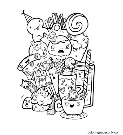 Kawaii Food Coloring Page Free Printable Coloring Pages
