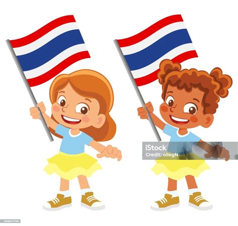 เด็กที่ถือธงชาติไทย ภาพประกอบสต็อก ดาวน์โหลดรูปภาพตอนนี้ ความรักประเทศชาติ จับไว้ การ