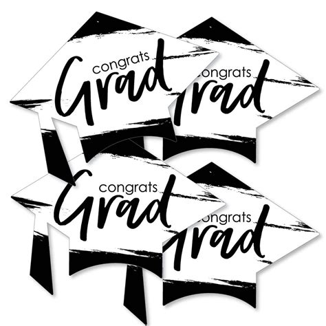 Big Dot Of Happiness Black And White Graduation Grad Cap Decorations