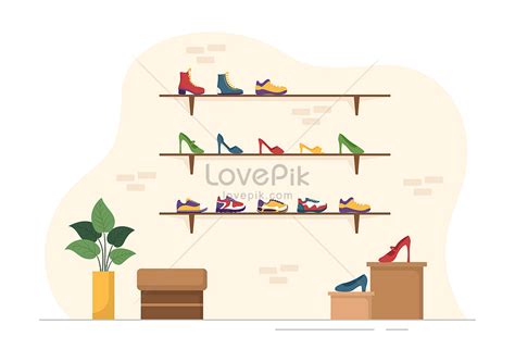 신발 가게 평면 그림 일러스트 무료 다운로드 Lovepik