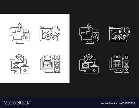 Work Trackers Linear Icons Set For Dark And Light Vector Image