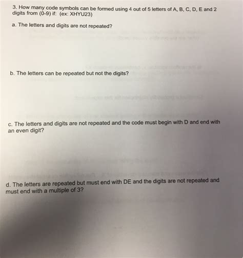 Solved How Many Code Symbols Can Be Formed Using 4 Out Of 5