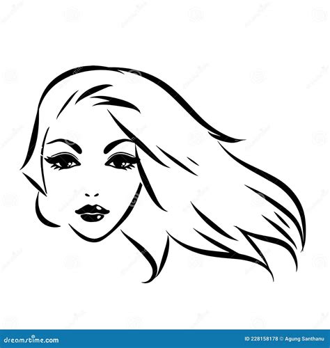 Illustration Of Girl With Long Hair On White Background Stock Vector