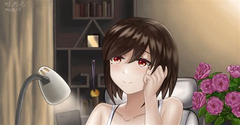 女の子 夜、房间、刷手机的女孩 程光克のイラスト Pixiv