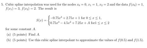 Solved Cubic Spline Interpolation Was Used For The Nodes Chegg