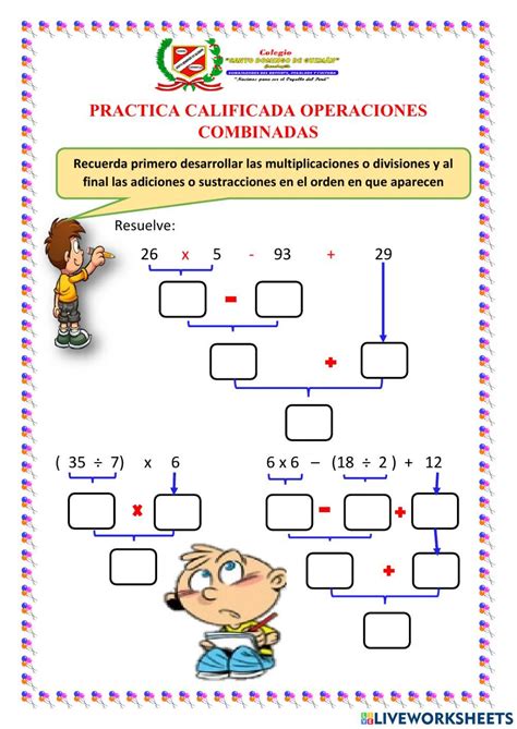 Operaciones Combinadas Sumas Y Restas Worksheet Live Works NBKomputer