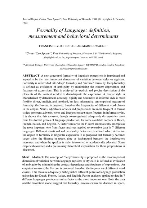 pdf formality of language definition measurement and behavioral