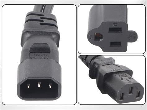 Amazon C14 オス ～ C13 Nema 5‑15r メス 電源コード Iec320 C14 ～ Iec320 C13 Y スプリッター電源コード 電源アダプタコード 1 In 2