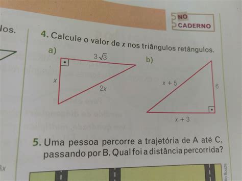 calcule o valor de x nos triângulos retângulos brainly br