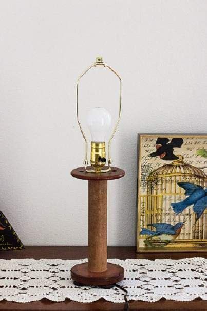 Upcycled Vintage Thread Spool Lamp Base Vintage Spools Of Thread Lamp