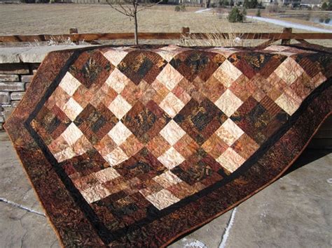 Batik Quilt Brown And Tan Patchwork Quilt Lap Quilt