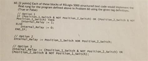 Solved 60 2 Points Blocks Rslogix 5000 Structured Text Code Would