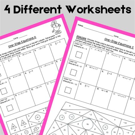 One Step Equations Coloring Activity By Math Corner For Middle Learners