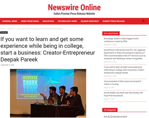 Media Coverage Deepak Pareek