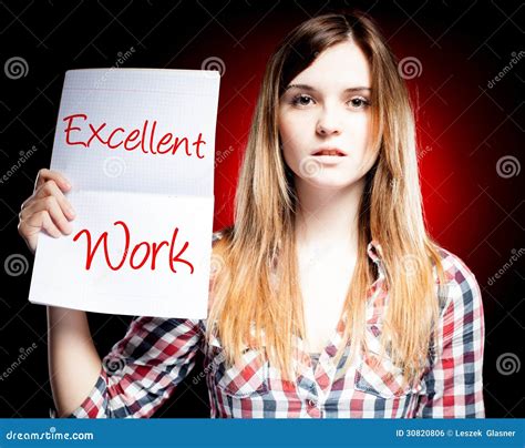 Excellent Work Exam And Proud Woman Stock Photo Image Of Exam