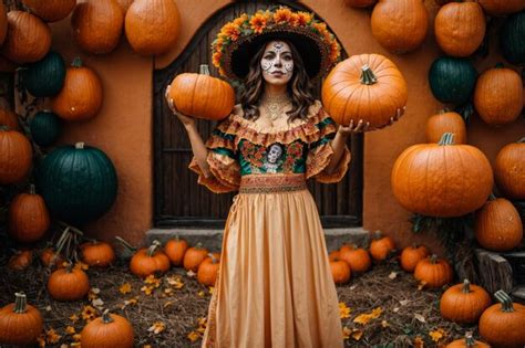 Premium Ai Image Women Wearing Mexican Costume For Hallowen