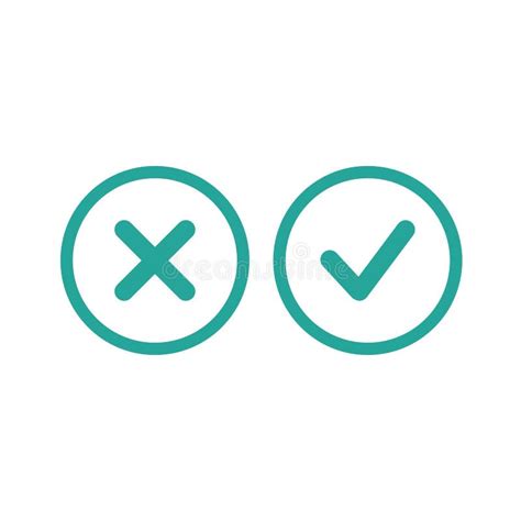 Set Of Check Mark Icons Rounded Blue Tick And Cross In Circle Stock