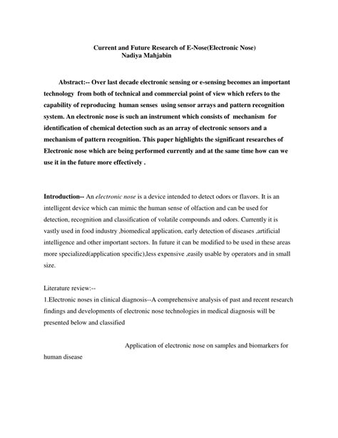 Pdf Current And Future Research Of E Noseelectronic Nose