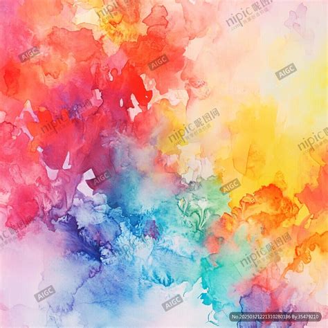 Ai创作图水彩画 抽象艺术 红色 黄色 蓝色 紫色 混合色 透明度 流动性 纹理 自发性创作 艺术表达 情感共鸣 视刺激 现代艺术 当代艺术