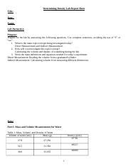 CHEM 1211K Determining Density Lab Report Sheet Online Docx Determining Density Lab Report
