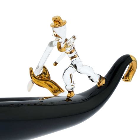 Murano Sculptures Murano Glass Blown Gondola With Gondolier Medium