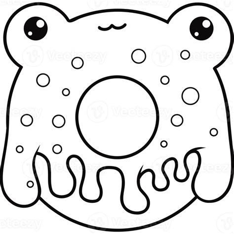 Cute Donut Frog Donut Line Drawing 52322851 Png
