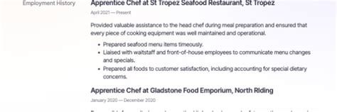 Apprentice Chef Resumes And Guide