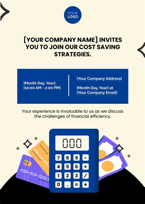 Free Cost Saving Strategies Discussion Invitation Card Template To Edit