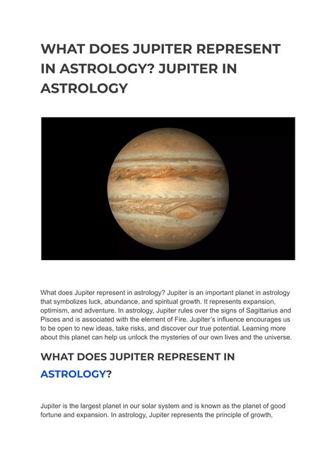 What Does Jupiter Represent In Astrology Jupiter In Astrology Pdf