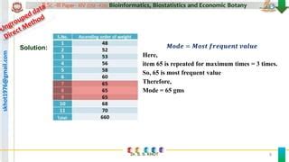 Biostatistics Central Tendency Mean Median Mode For Ungrouped Data PPTX Science