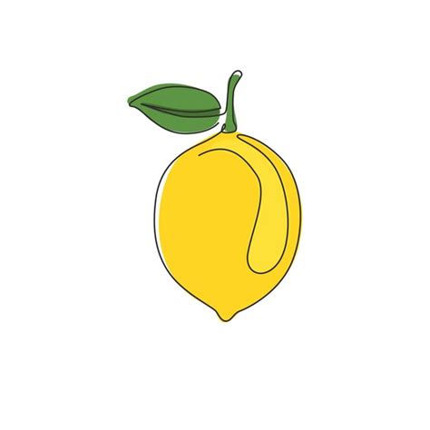 Premium Vector One Single Line Drawing Of Whole Healthy Organic Lemon