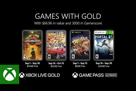 Jeux Games With Gold Septembre 2022
