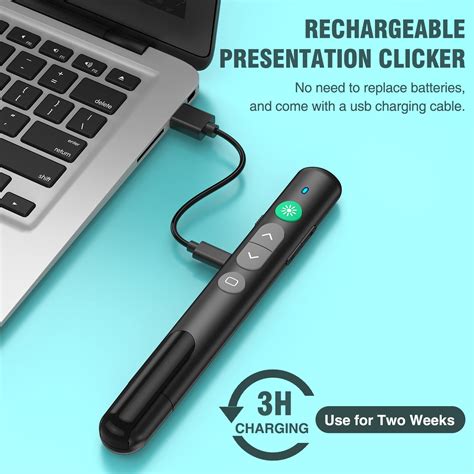 Presentation Clicker Green Rechargeable Wireless Presenter Clicker For
