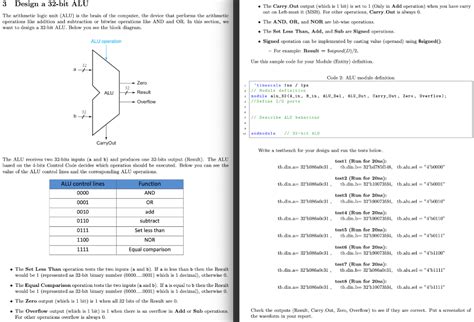 3 Design A 32 Bit Alu The Arithmetic Logic Unit Alu