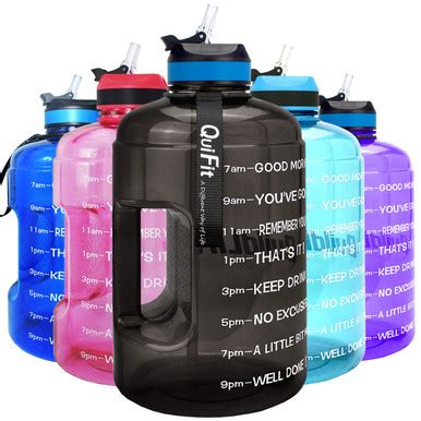 Quifit 73 Oz Motivational Water Bottle With Straw And Time Marker Bpa
