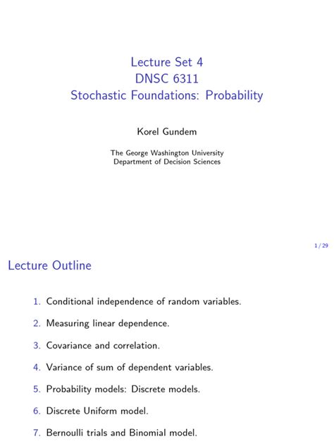 Lecture Set 4 Pdf Probability Distribution Statistical Models