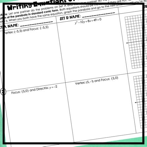 Writing And Graphing Parabolas Partner Activity By Fun With Saxon