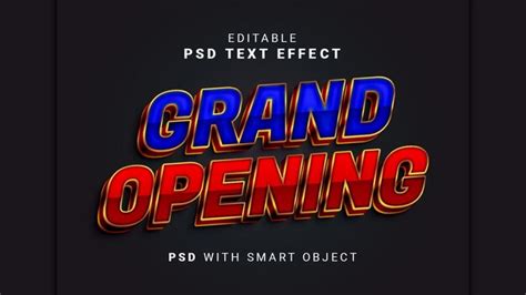 Efeito de texto de inauguração 3d PSD Premium