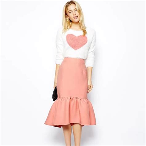 Lovely Short Mermaid Satin Skirts 2016 Custom Made Invisible Zipper Tea