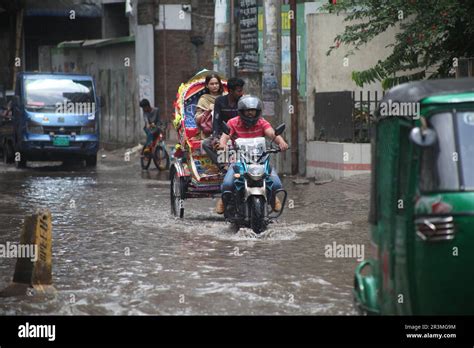 Water Logging17may2023 Dhaka Bangladeshthe Residents Of Gopipara In