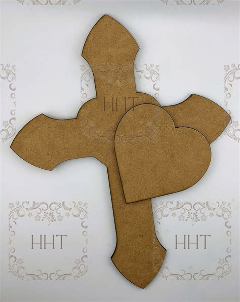 Laser Cut MDF Memory Cross Wood Base Overlay Heart Plaque Etsy