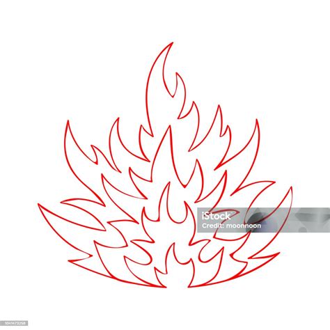 Hell Heat Blazing Inferno Bonfire With Fire Flame Stock Illustration