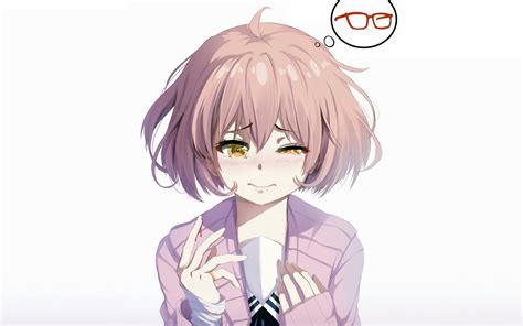 Kyoukai No Kanata Mirai Wallpaper Short Hair Glasses Anime Girl