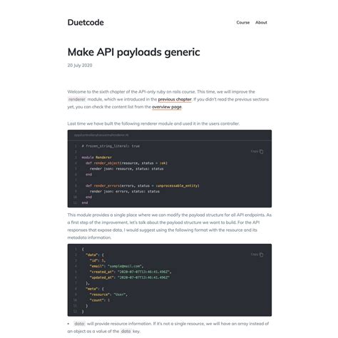 Make Api Payloads Generic Api Only Ruby On Rails Course Chapter 6 Rruby