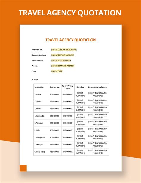 Editable Travel Quotation Templates In Word To Download